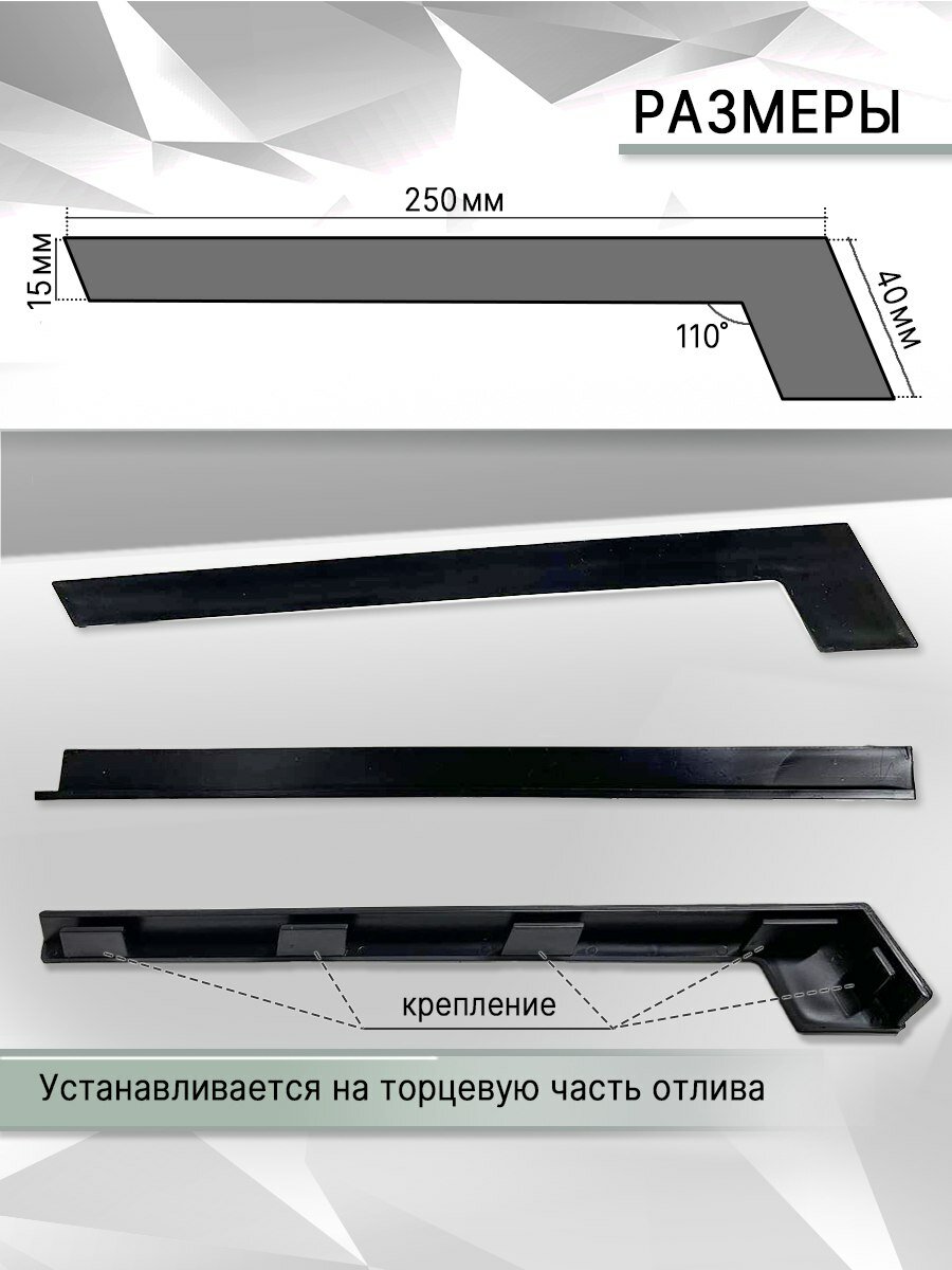 Торцевая накладка (заглушка) на отлив оконный, черная RAL 9005