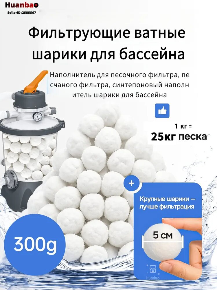 Наполнитель для песочного фильтра, песчаного фильтра, синтепоновый наполнитель шарики для бассейна, белый, серый