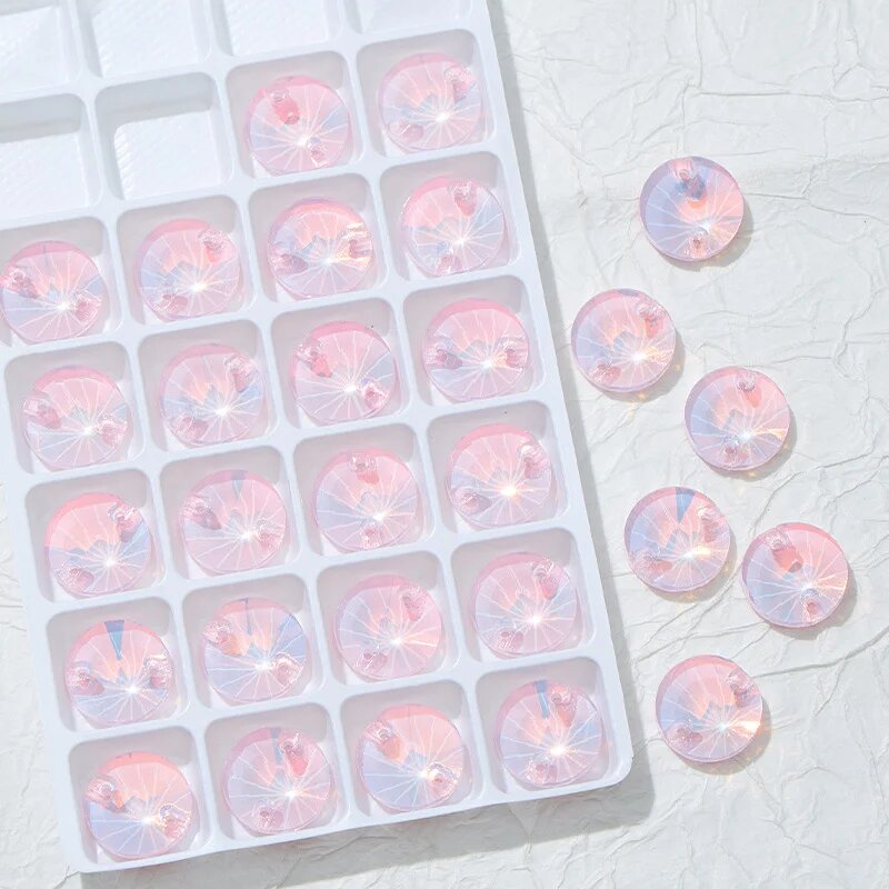 Стразы круглые стеклянные 12mm, Pink Opal, 40шт