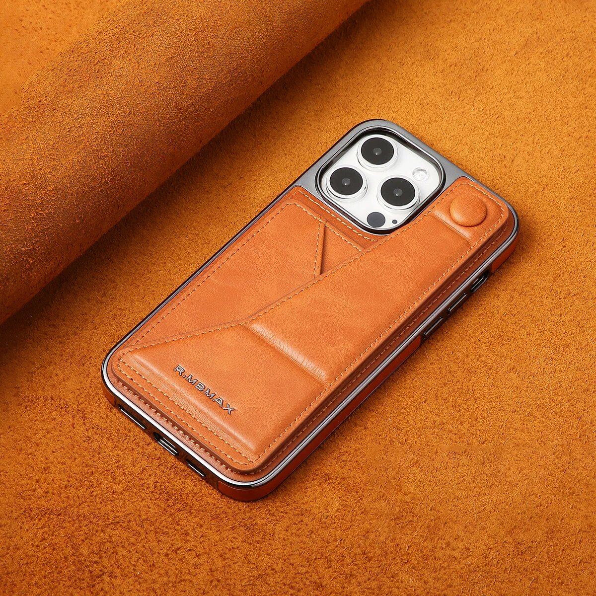 Чехол из кожи для iPhone 14 с подставкой, коричневый, полная защита, против царапин, ударопрочный для Apple iPhone 14