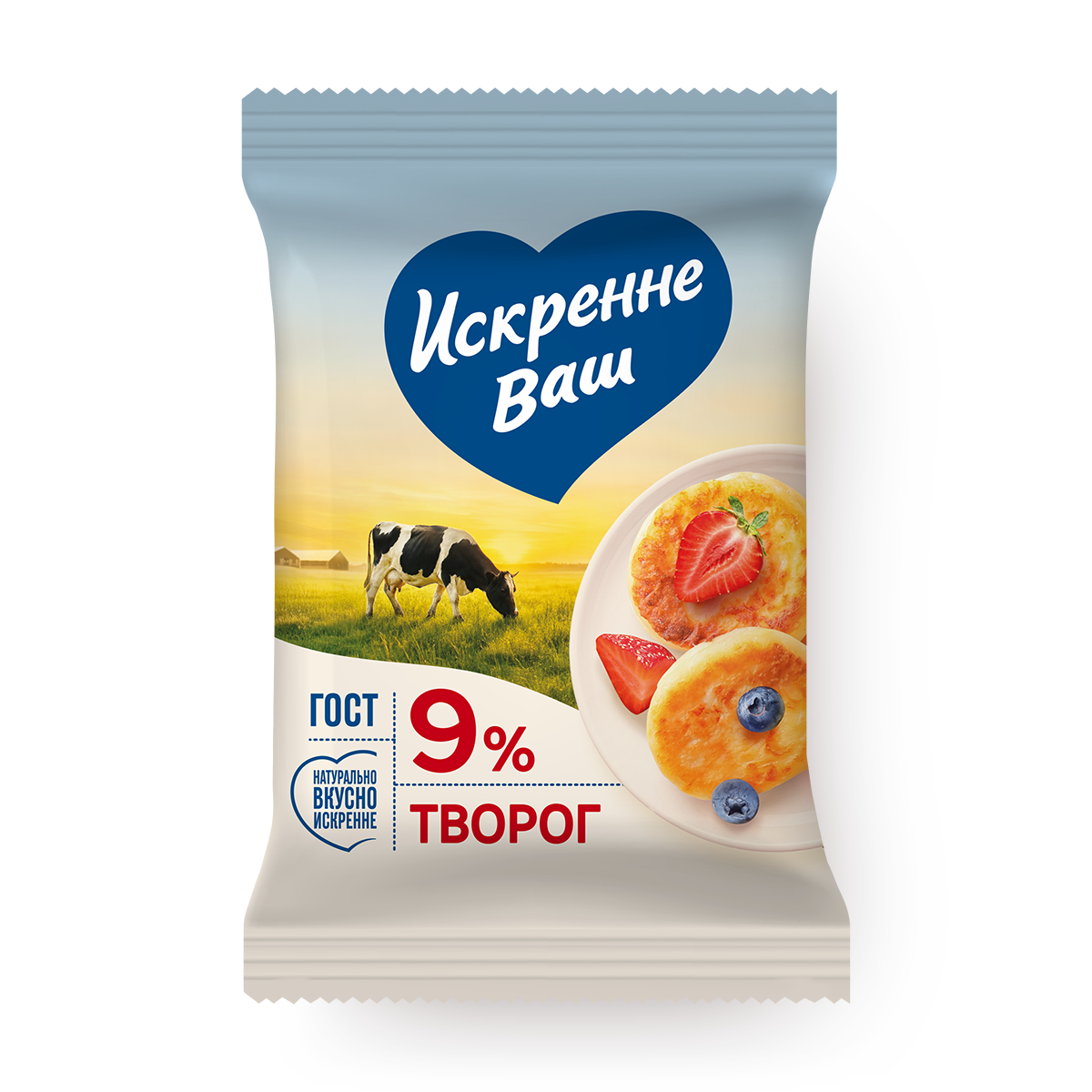 Творог Искренне Ваш, 9 % жирности, без добавок, 180 грамм, 1 упаковка