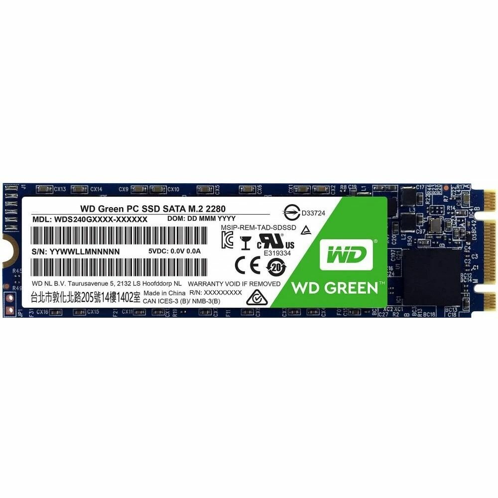 Накопитель SSD WD Green 3D NAND WDS480G2G0B 480ГБ M2.2280 SATA-III (TLC)