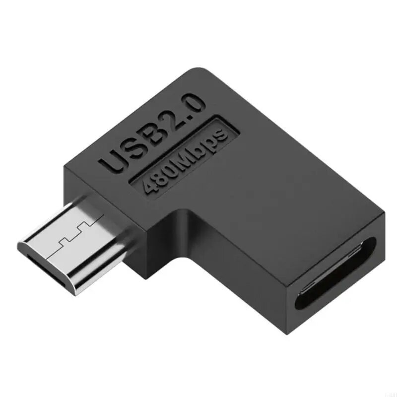 USB адаптер 90 градусов Micro USB мужской на Type C женский Bend left