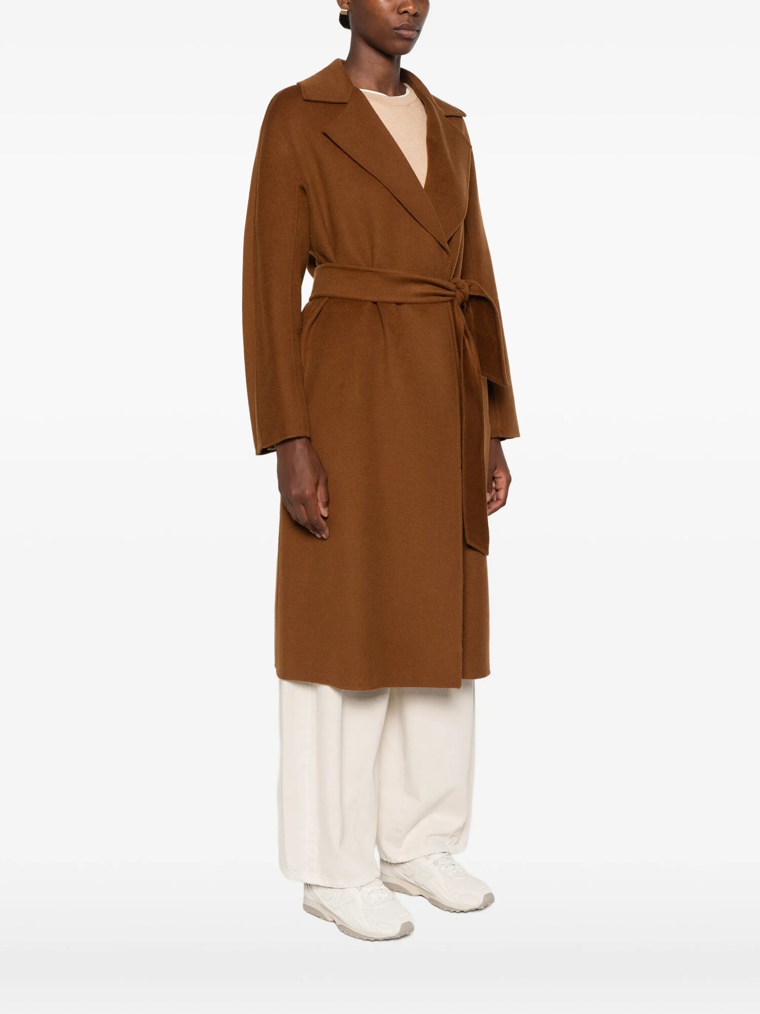 Пальто Max Mara Belted notch-lapel coat, размер 42, коричневый — фото 1