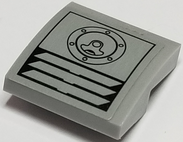 Slope, Curved 2 x 2 x 2/3 with Fuel Cap and Large Vents Pattern (Sticker) - Set 60116, 15068pb186 Light Bluish Gray U