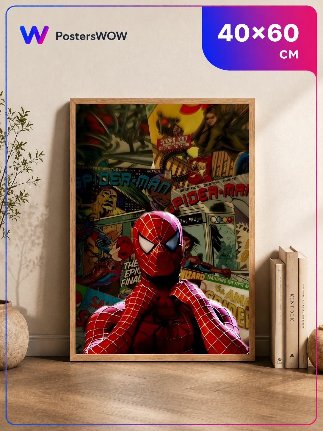 Постер SpiderMan poster 40x60 см на стену, интерьерный плакат без рамки, декор для комнаты, спальни, гостиной, офиса и студии