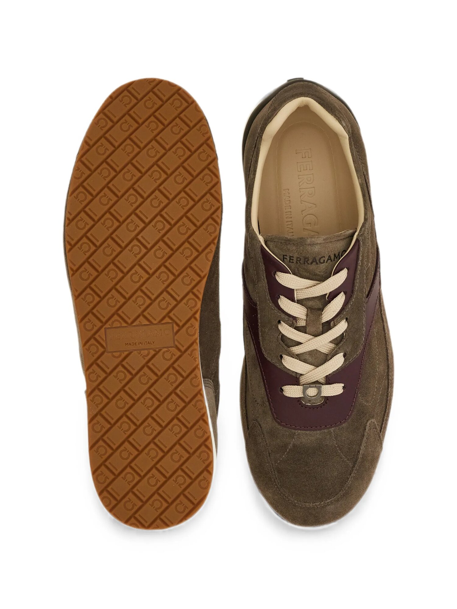Кроссовки Ferragamo Low top sneakers, размер 43.5, коричневый/серый/оранжевый — фото 1
