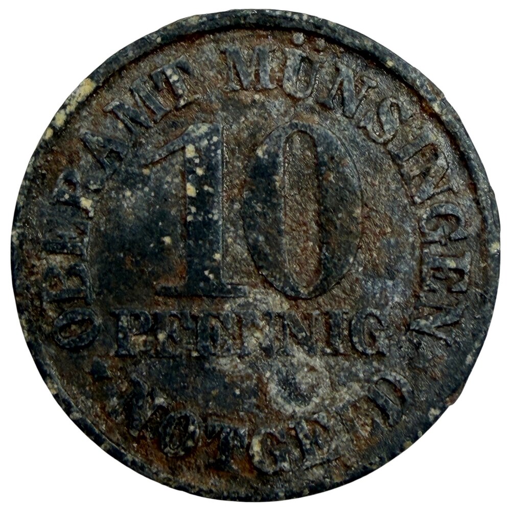 Германия, Веймарская республика, Мюнзинген 10 пфеннигов 1920 г.