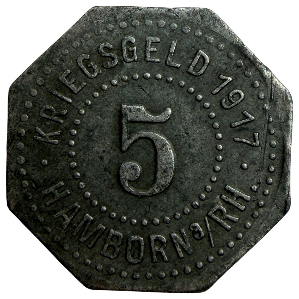 Германия, Германская империя, Хамборн 5 пфеннигов 1917 г.
