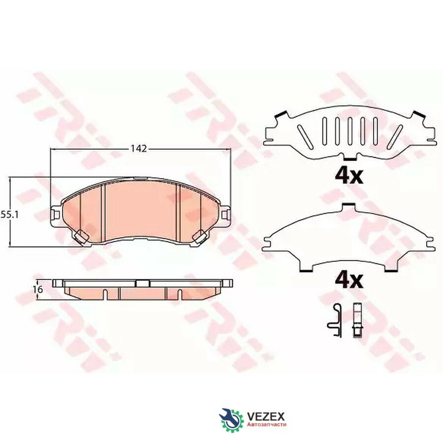 TRW GDB3633 GDB3633 колодки дисковые передние! с антискрип. пластинами\ Suzuki SX4 1.6/1.6DDiS 13>