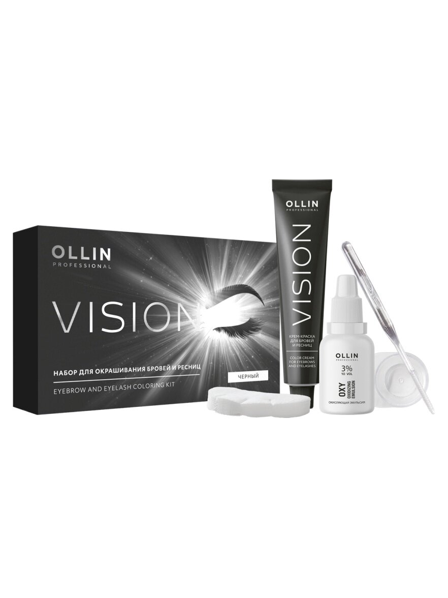 Набор для окрашивания бровей и ресниц Ollin Professional Vision, тон черный