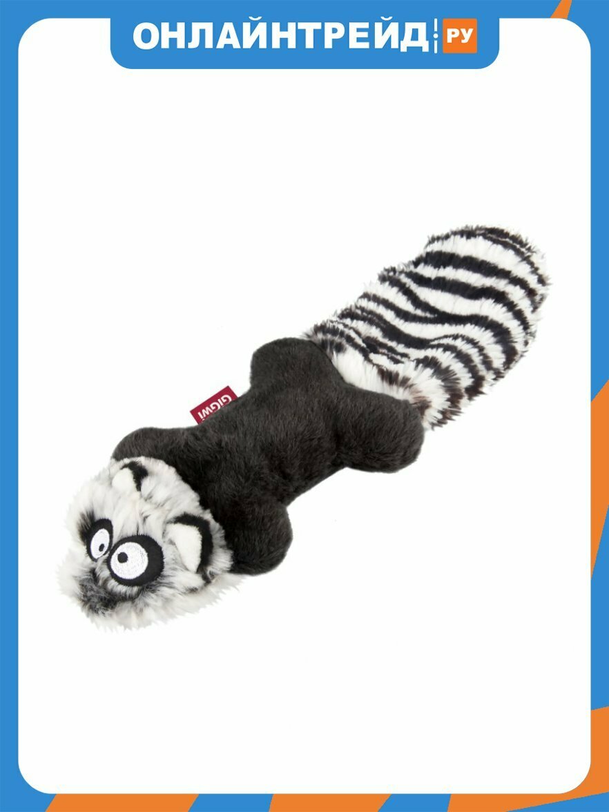 Игрушка для собак Gigwi Енот с пищалками 24см, серия PLUSH FRIENDZ