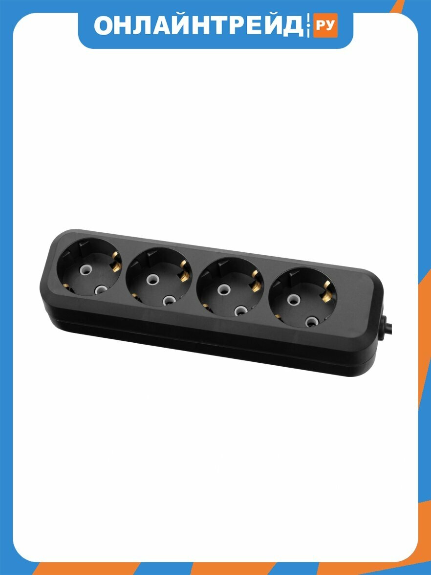 Удлинитель Tdm Electric 4 гнезда, 7 метров, с/з, 10 А, 2300 Вт, черный, народный, SQ1303-1058