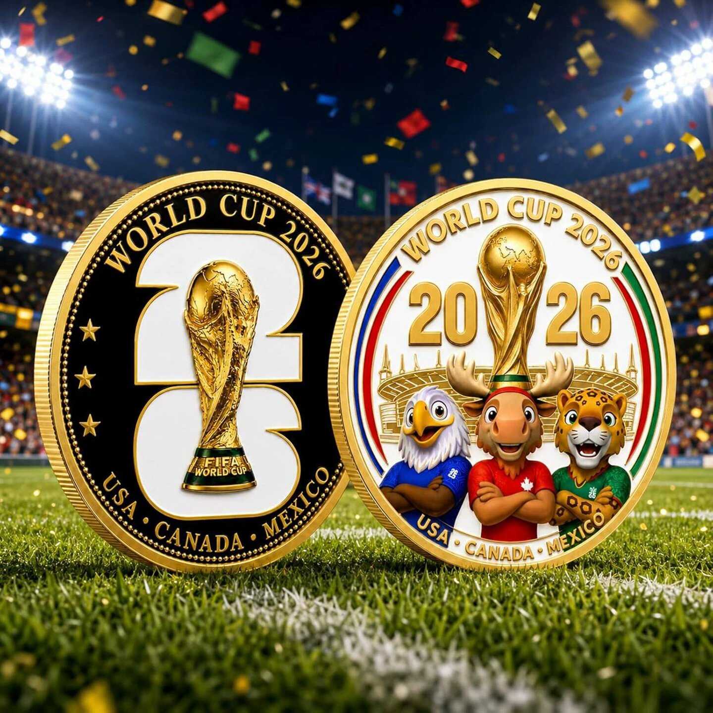 2026 U. S.-Canada-Mexico World Cup Theme Commemorative Coin Handicraft Alloy Decoration Badge Peripheral Collection Creative Gifts