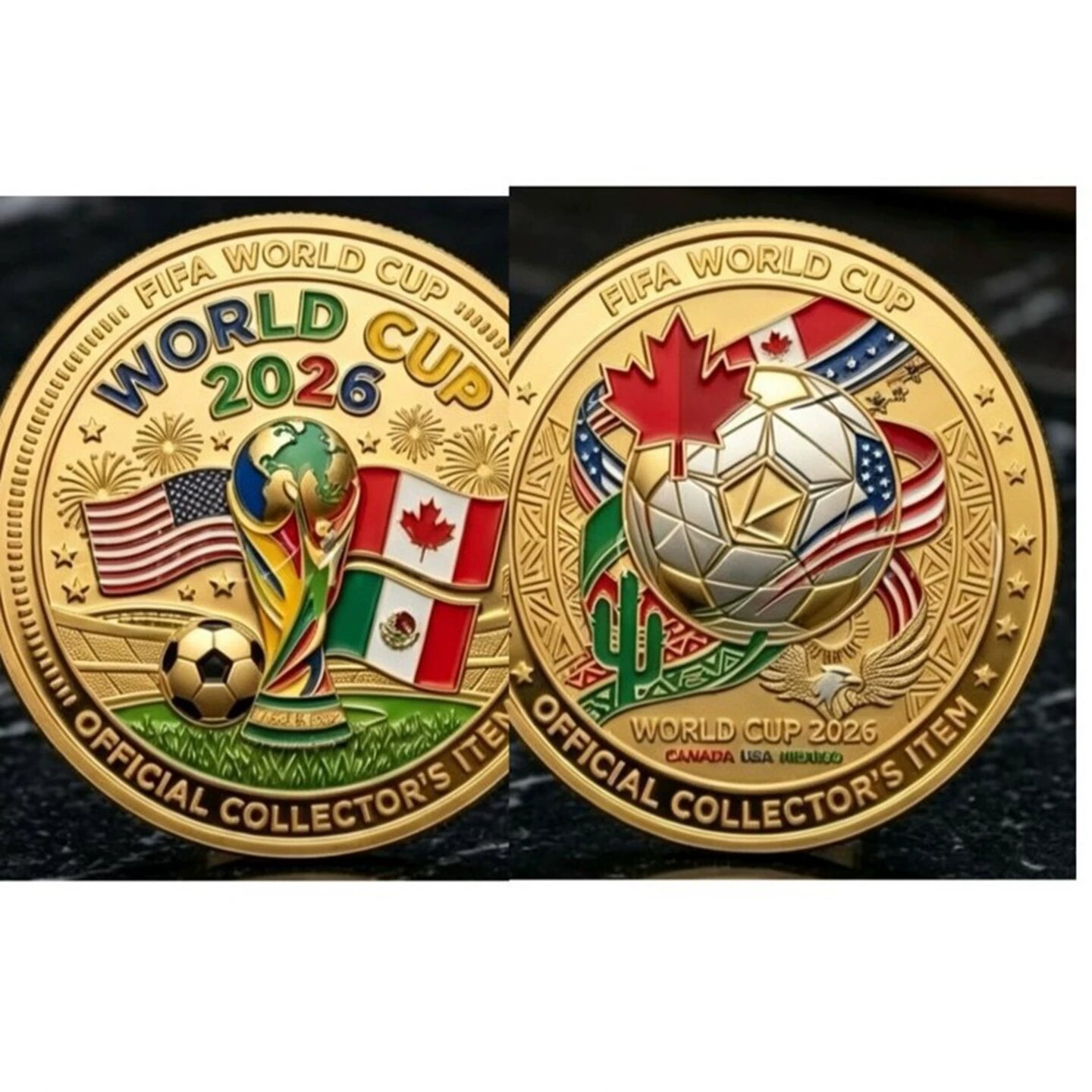 2026 U. S.-Canada-Mexico World Cup Theme Commemorative Coin Handicraft Alloy Decoration Badge Peripheral Collection Creative Gifts