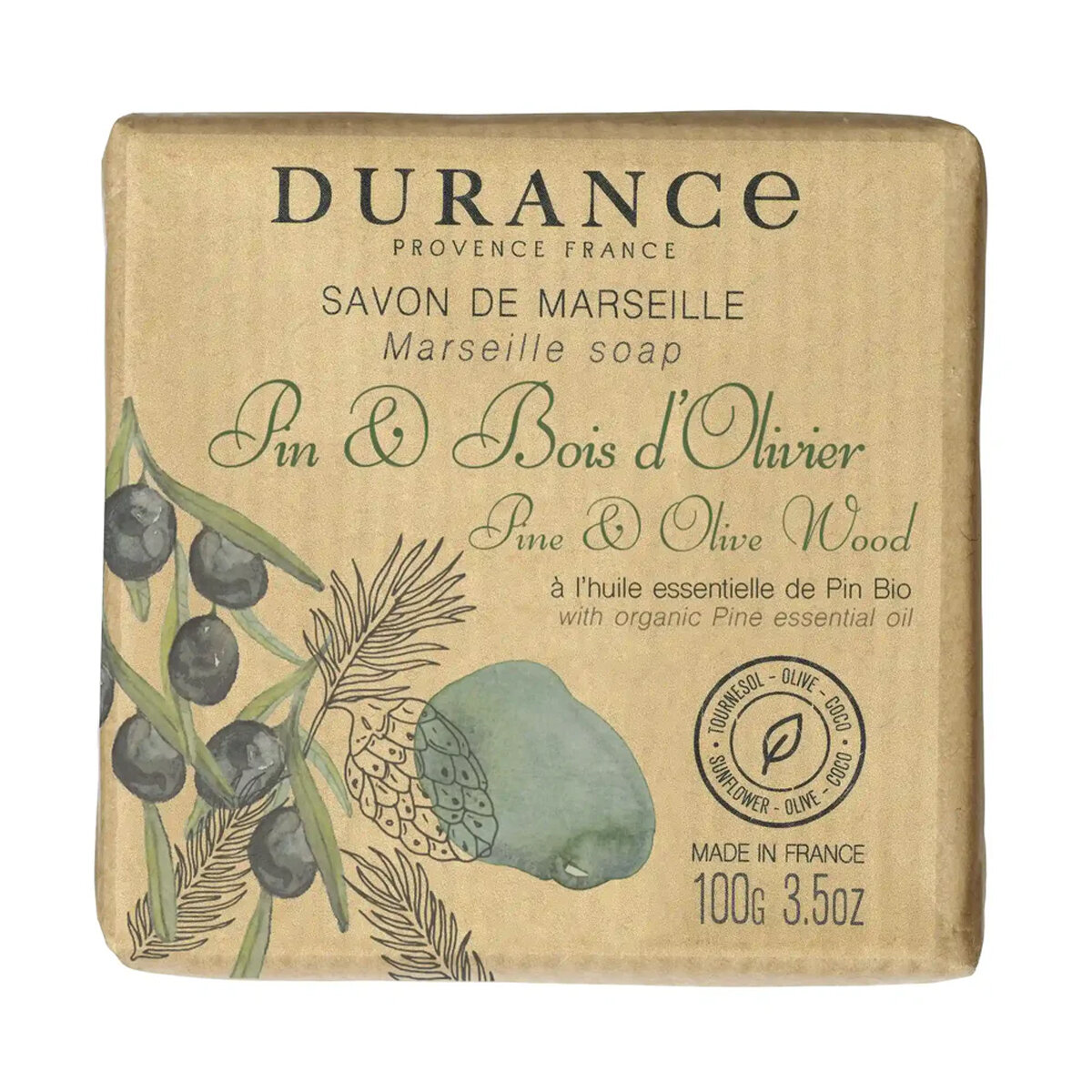 Durance Мыло Savon Solide Pin & Bois D'Olivier 100г (сосна и дерево оливы)