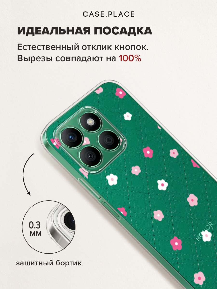 Чехол на Honor X8B / Хонор X8B с принтом "Весенние цветочки рисунок", прозрачный — фото 1
