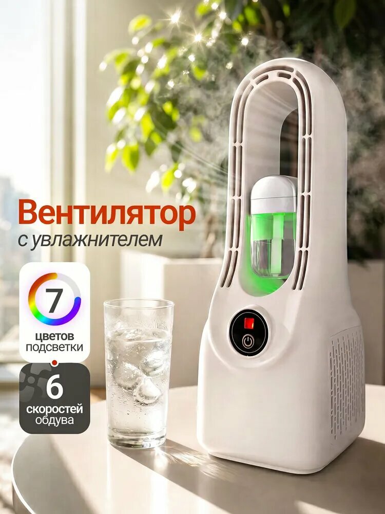 Вентилятор настольный с увлажнителем воздуха и подсветкой，пульверизатор-вентилятор