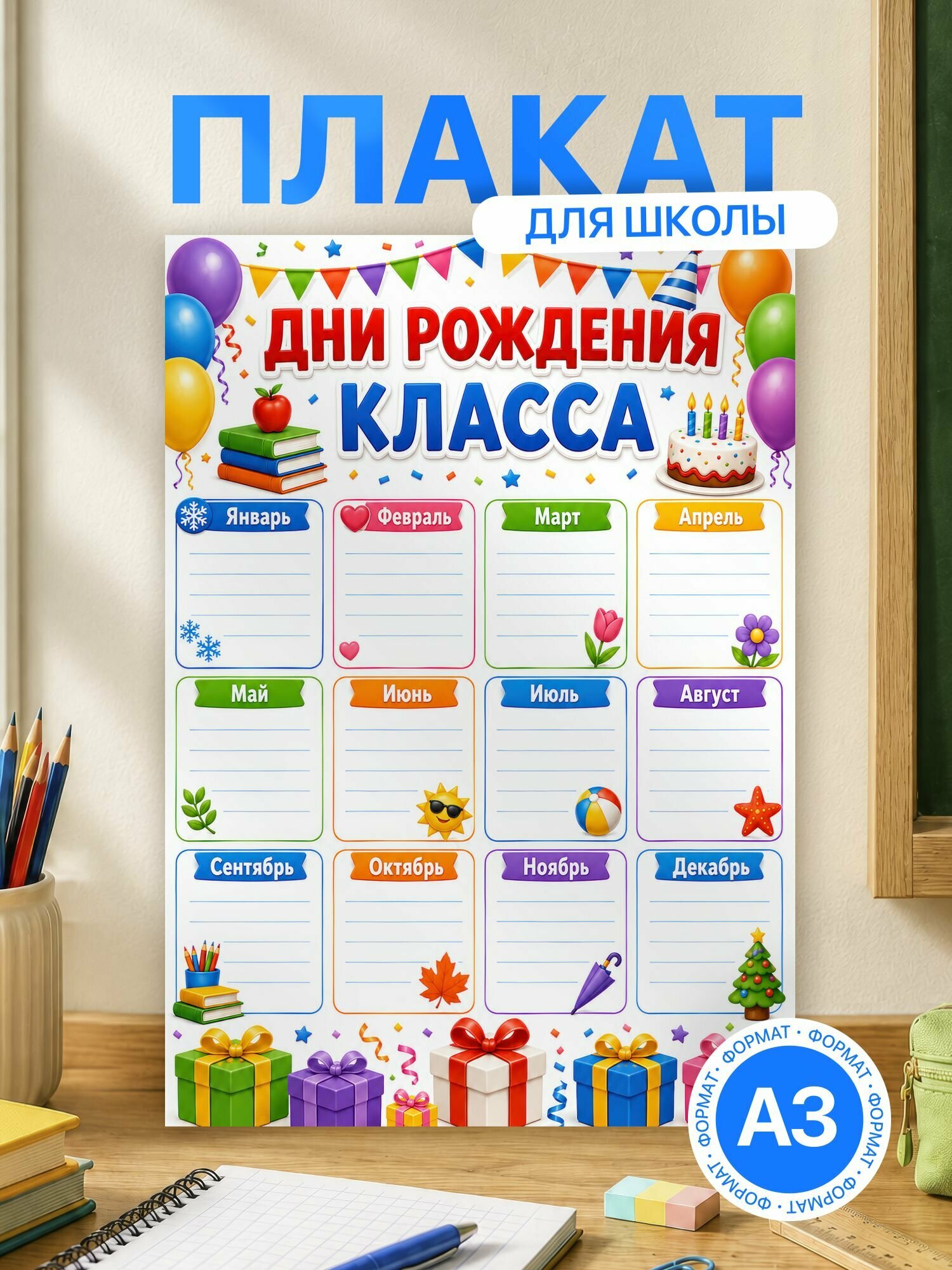 Дни рождения класса плакат