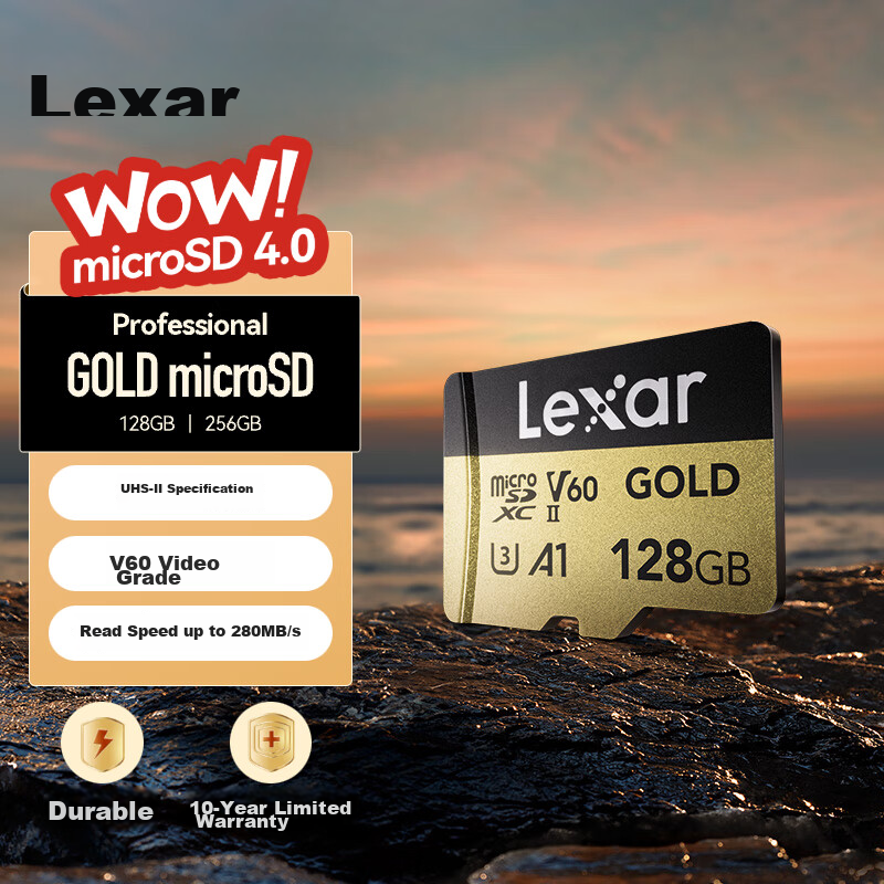 Lexar 128GB TF MicroSD карта памяти U3 V60 A1 высокоскоростная 280 МБ/с чтение 100 МБ/с запись для 4K Ultra HD записи