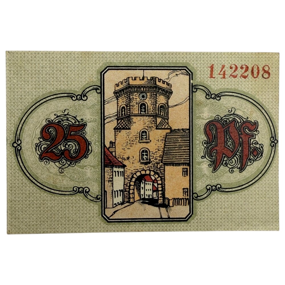 Германия, Вунзидель 25 пфеннигов 1918 г. (Ворота) (ВЗ - Волны) (Красный номер)