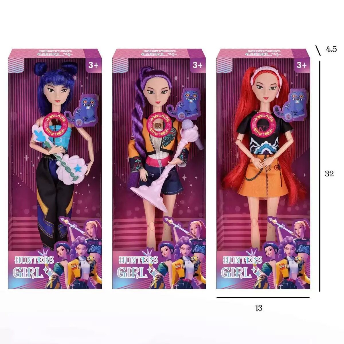 Трансграничный доступный бестселлер: кукла K-POP группы Demon Hunter Girl Group 11.5inch с тематической песней, подсветкой и 11 подвижными суставами.