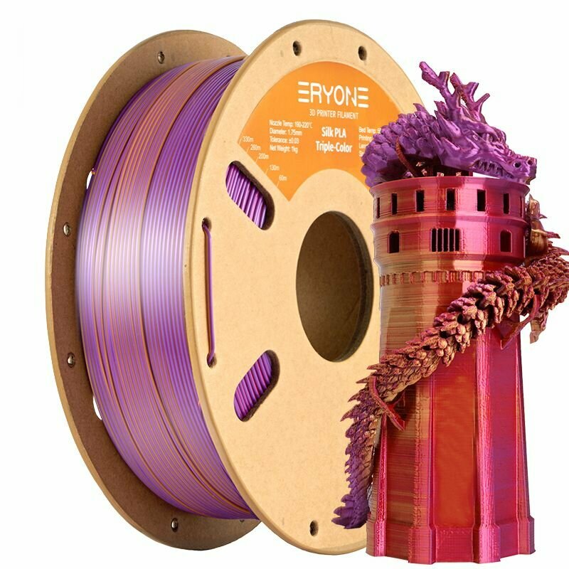 Пластик для 3D принтера ERYONE PLA Silk Tri Red&Purple&Gold / Филамент ERYONE