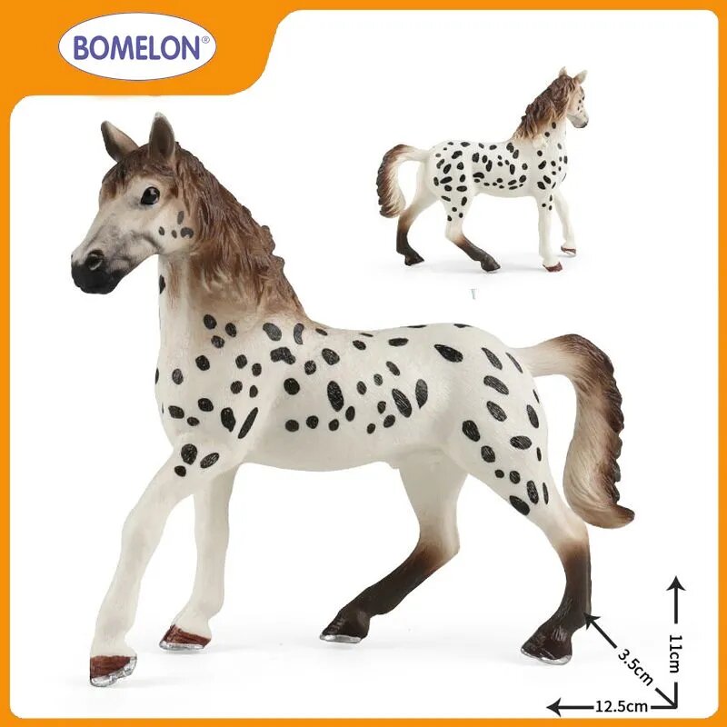 Фигурки Кнабструппер Мужская лошадь, модель Пятнистая лошадь 12 CM , Knabstrupper Horse, фигурки животных, Детские познавательные игрушки