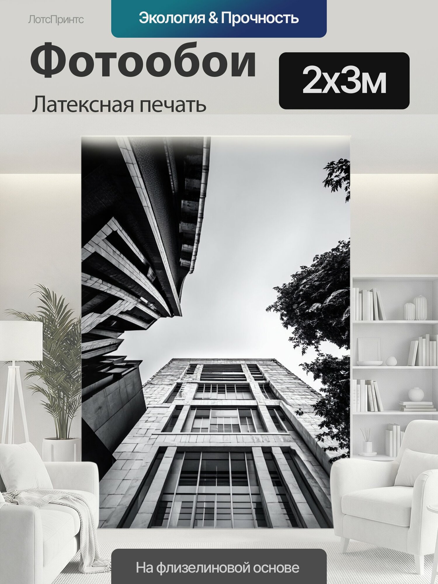 Фотообои моющиеся ударопрочные "Черно-белый с архитектурным произведением искусства, которое восхищает своей сложной формой. каждая деталь создана." 200x300 см. латексная печать