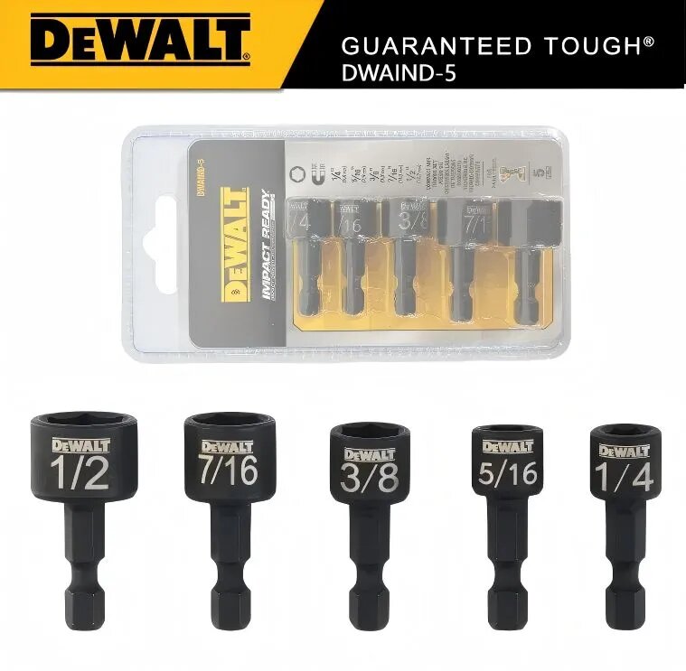 DEWALT DWAIND-5, ударный гайковерт, набор аксессуаров для инструмента