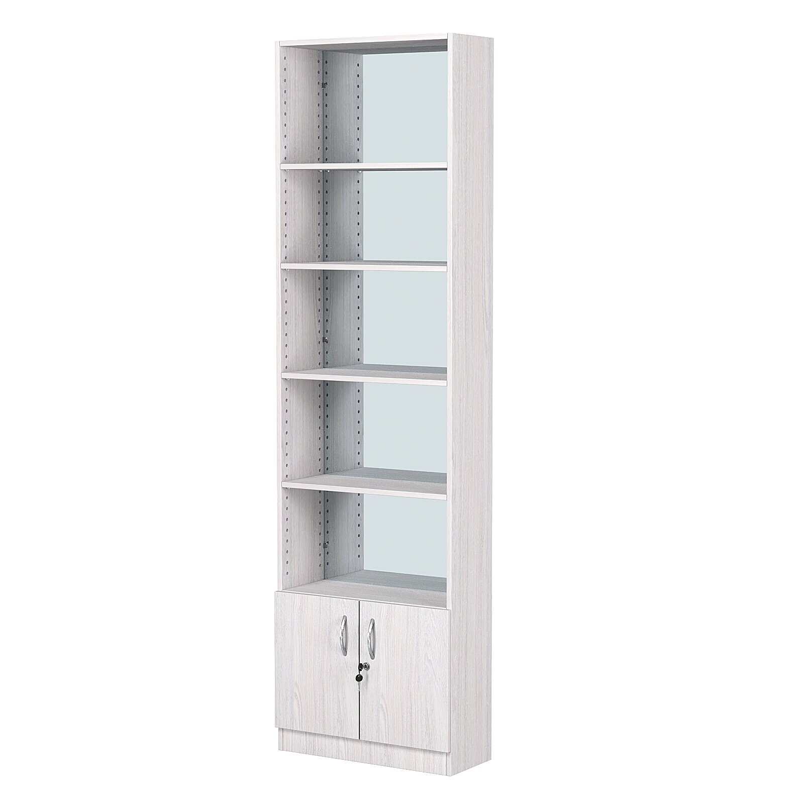Стеллаж из ДСП с 4-мя полками 250x600 мм серии LEVEL-4 №4-2 (З/C - зеркало), Ясень Анкор светлый