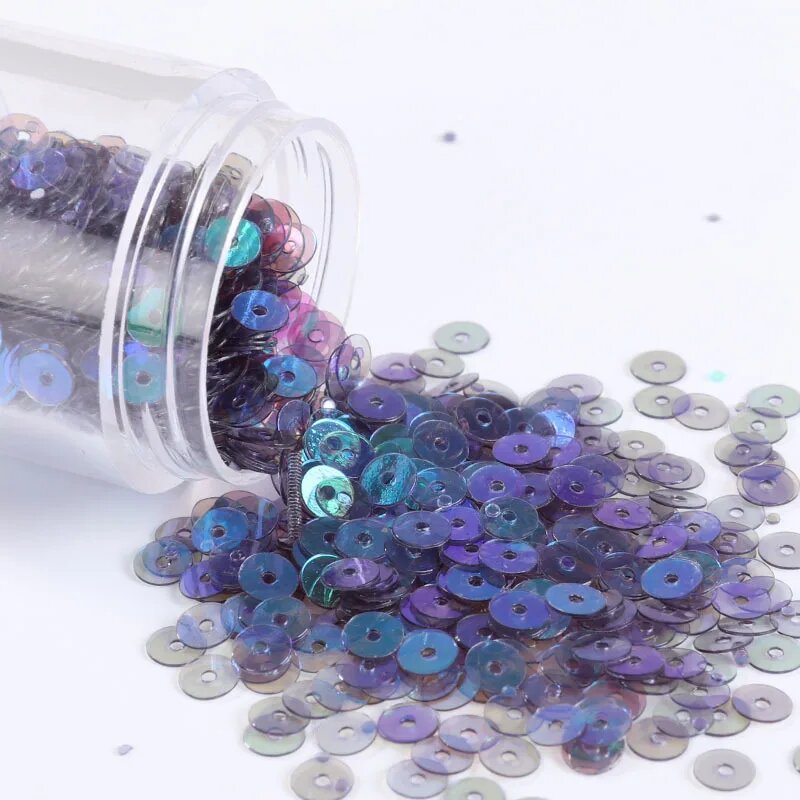 Плоские круглые блестки ПВХ 3-6 мм 10г Фиолетовый, 4mm 10g 2000pcs, Clear light purple