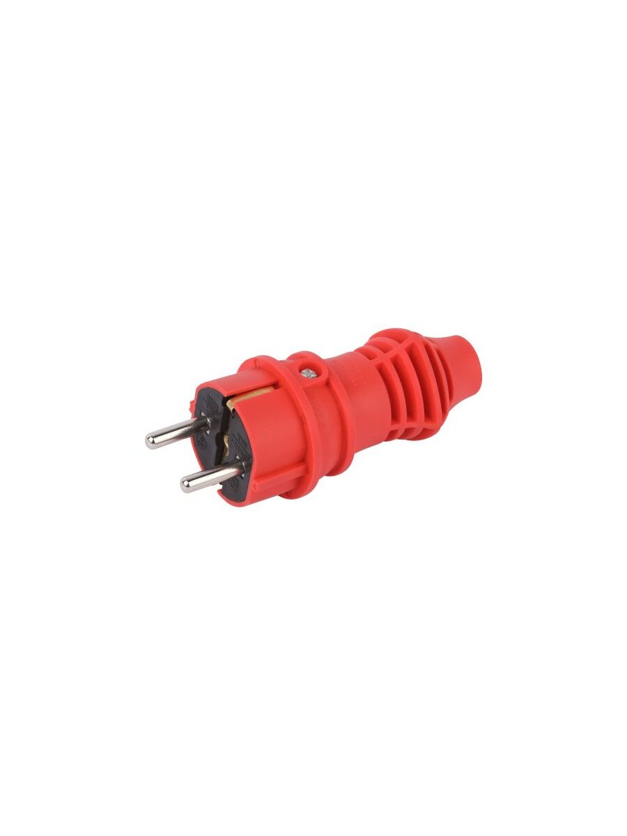 Вилка прямая VX13-R-IP44 16А IP44 с заземл. каучук красн. Эра Б0069322