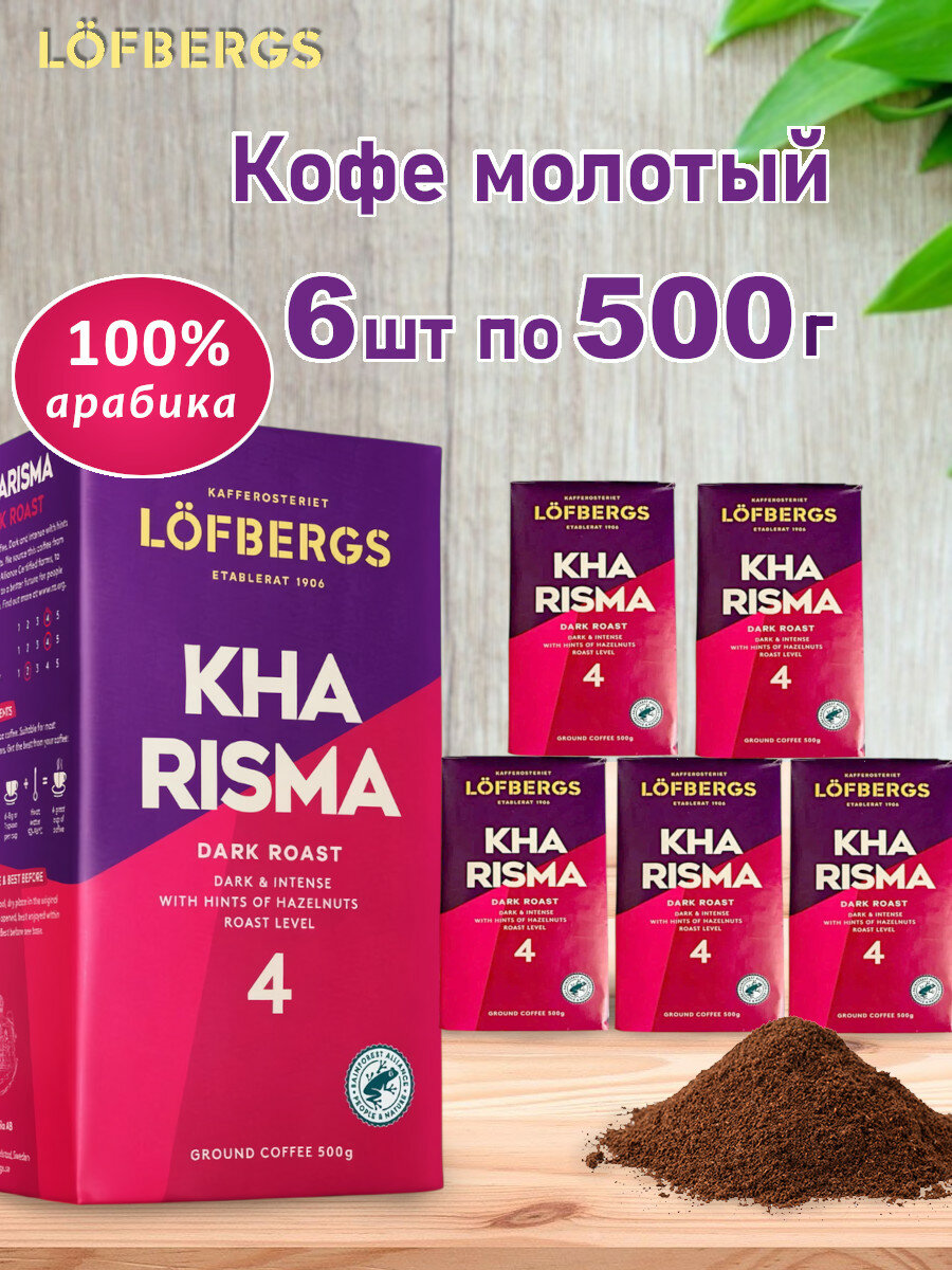 Кофе натуральный Lofbergs Kharisma молотый, арабика, 6 шт по 500г