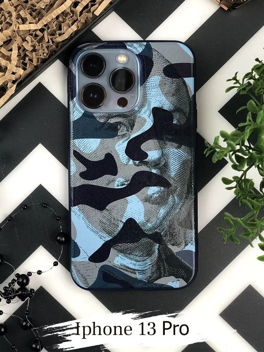 Чехол на iPhone 13 Pro с принтом Франклин синий