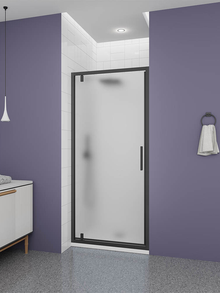 Душевая дверь Veconi P30 B, 800x1900, черный матовый, стекло матовое