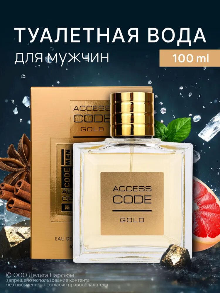 Туалетная вода мужская Код доступа Золотой (Access Code Gold) 100 мл. Духи сладкие