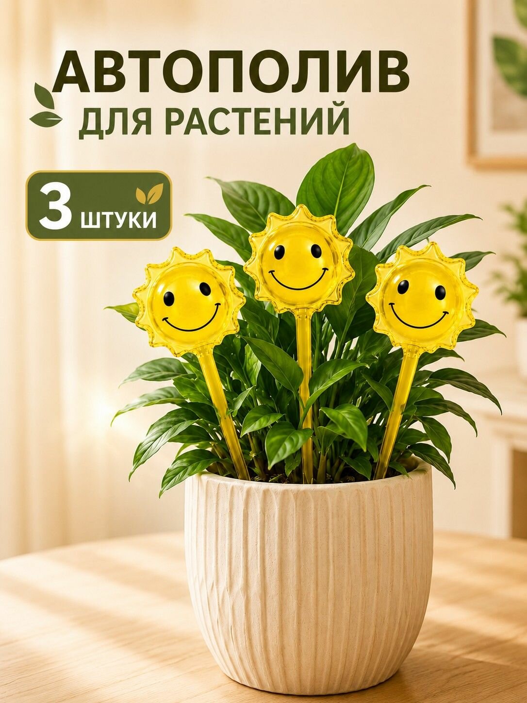 Автополив 24.5 см, 3 шт, цвет желтый