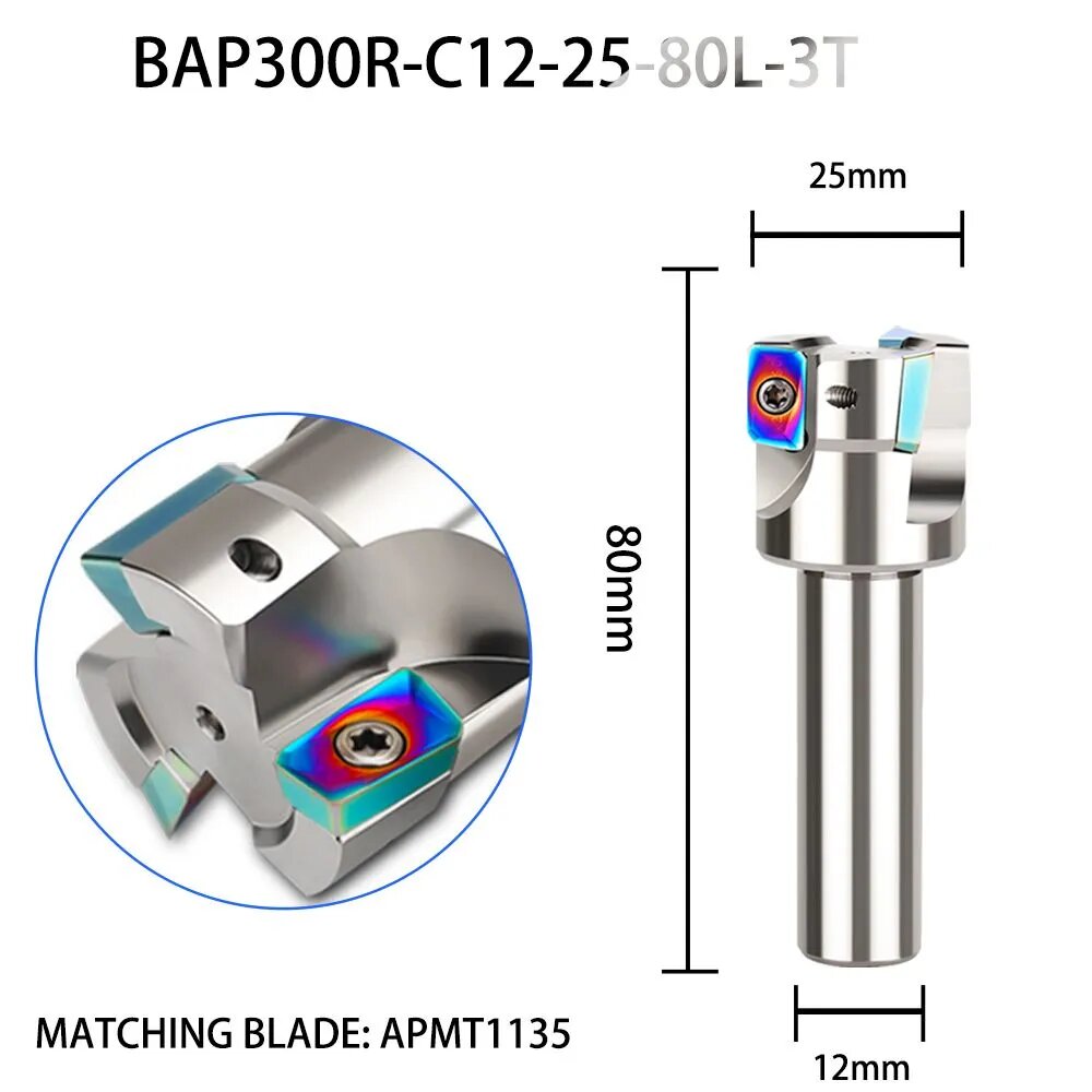 Фрезерный брус с лезвием BAP300R-C12-25-80L-3T