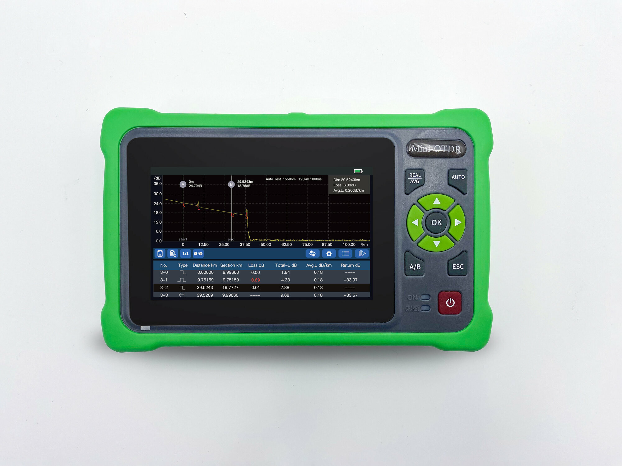 Оптоволоконный тестер OTDR 26 дБ, 1310/1550 нм, OPM и VFL (GLK4500)