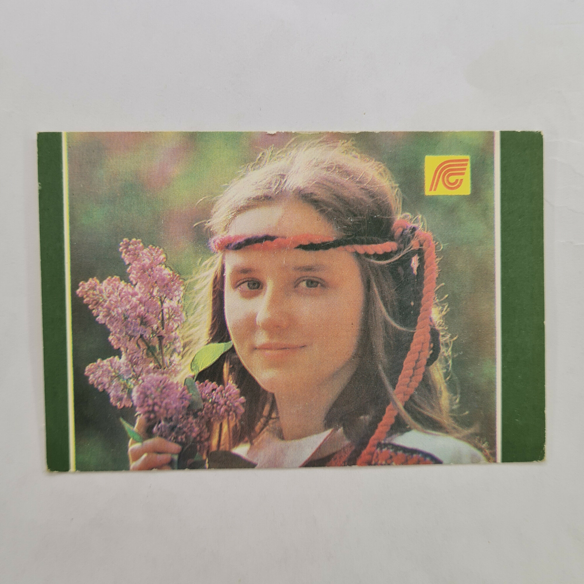 Карманный календарик 1992. Девушка с сиренью, цветы. Календарь винтажный коллекционный