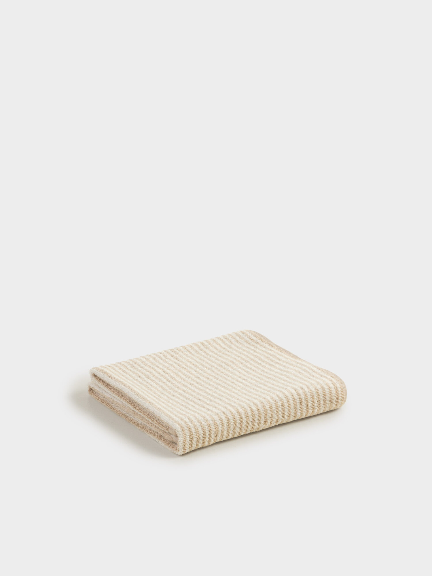 Полотенце, 50х90 см, хлопок, молочно-бежевое, Полосы, Streak cotton, Kuchenland