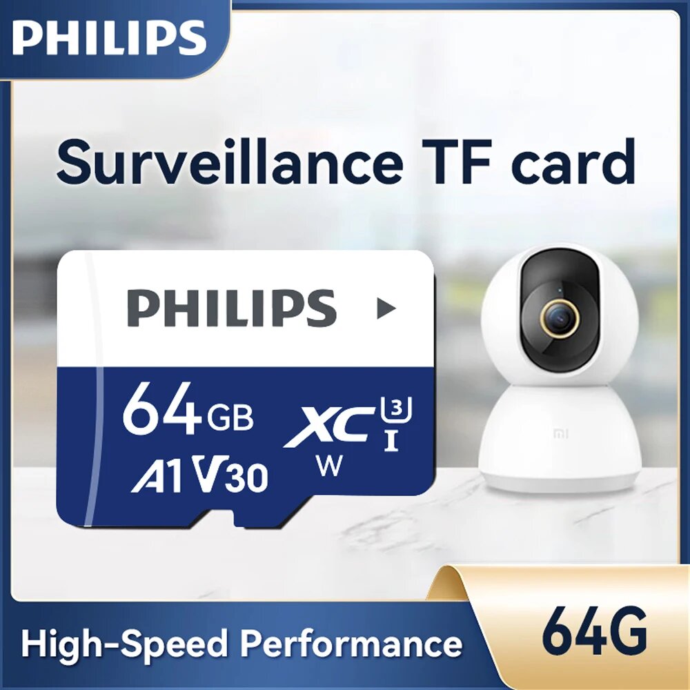Карта Памяти Philips Micro SDXC U3 128 ГБ, Высокоскоростная, Для Камер, Видеорегистраторов, 64 GB