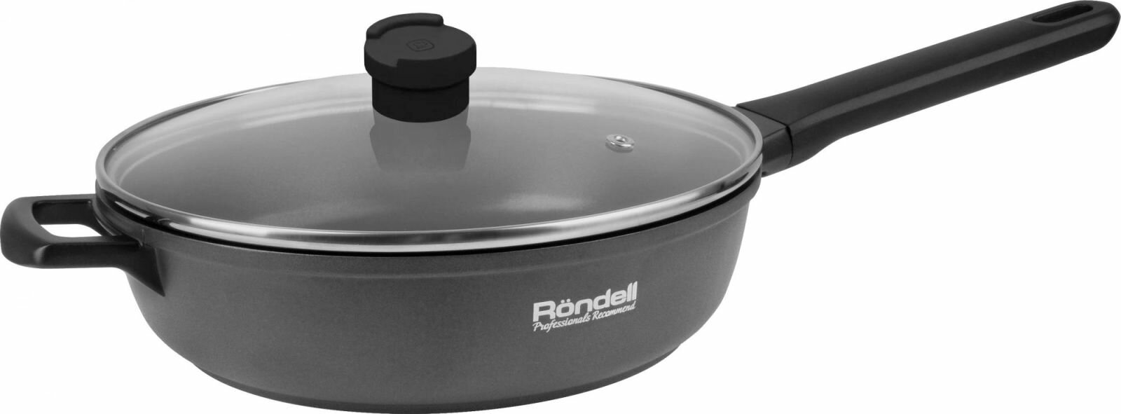Сотейник Rondell Zorro, объем 3.8 л, диаметр 28 см, с крышкой, графитовый (RDA-1453)