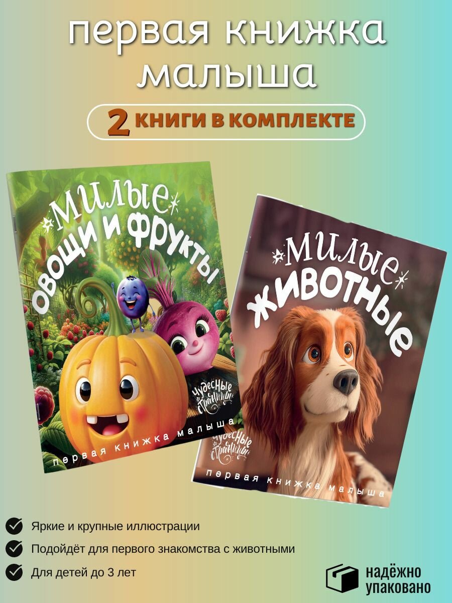 Комплект из 2 книг Милые овощи и фрукты. Милые животные Первая книжка малыша