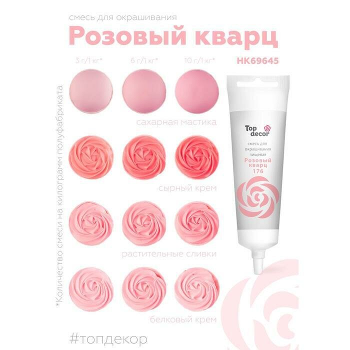Пищевой краситель Top Decor гелевый Розовый кварц ,100 г