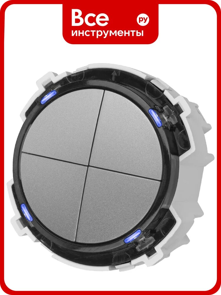 Выключатель TDM ELECTRIC 4-кл. 16а 250в проходной кнопочный механизм платина, "байкал"