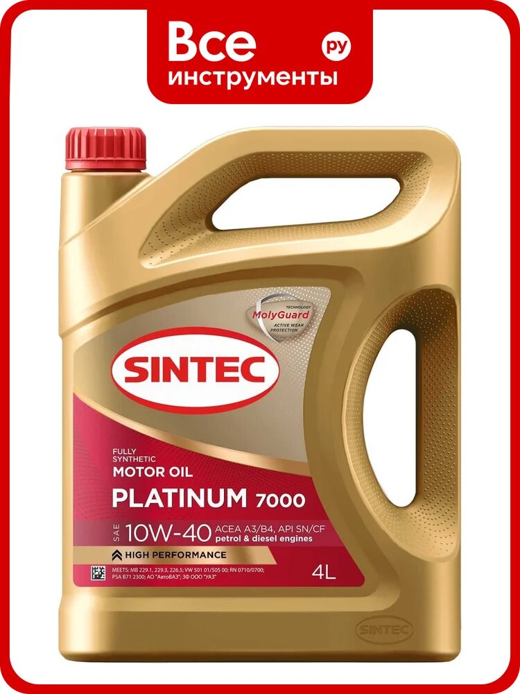 Моторное масло Sintec platinum 7000 sae 10w-40, api sn/cf, 4 л 600167
