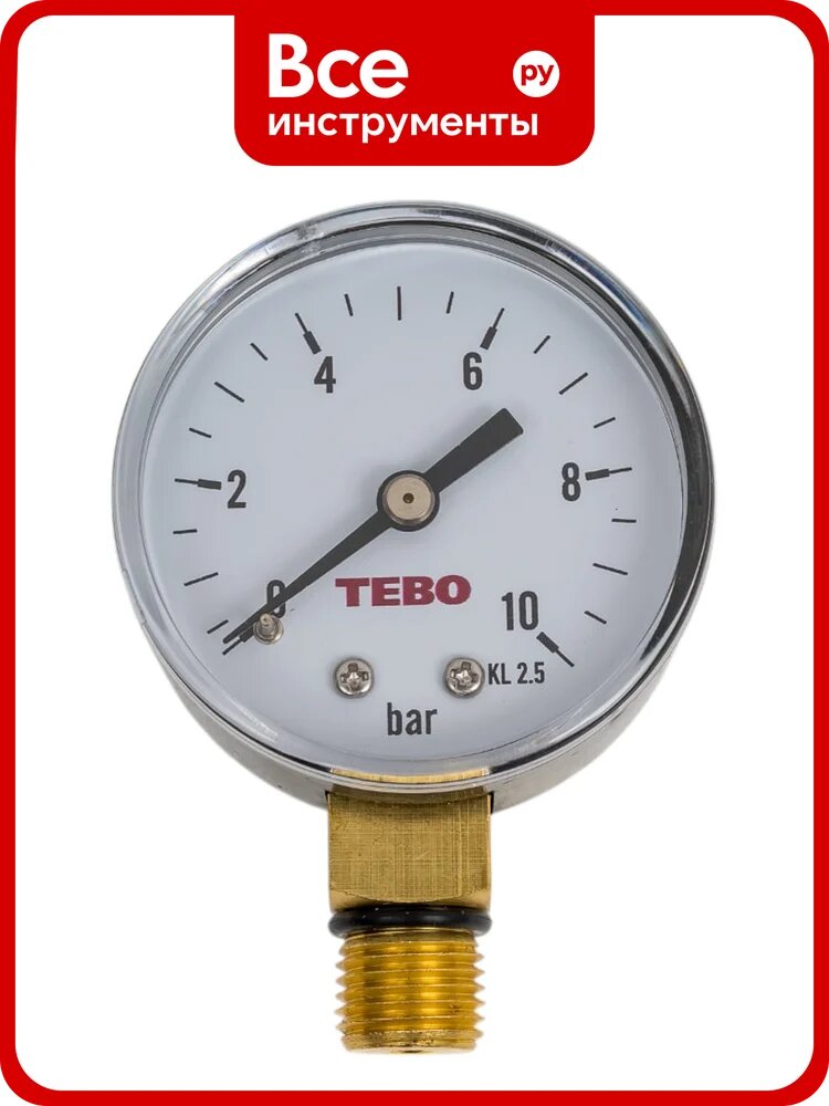 Манометр радиальный TEBO 0-10 бар 50мм НАР 1/4" T-АБ. М.503.14.10. CN