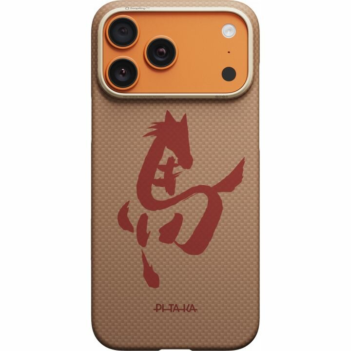 Ультра тонкий чехол PITAKA (Ink Horse Painting) для iPhone 17 Pro, (Gold & Jade) Золотой